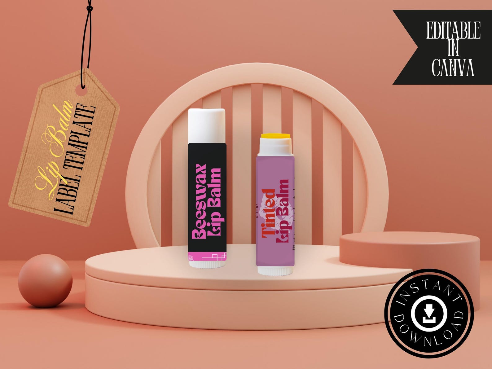 Lip Balm Labels Canva Template Printable Custom Lip Balm Stickers ...