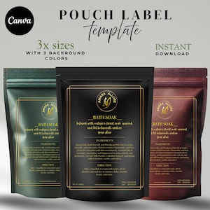 Editable Pouch Label Template: Bath & Body, Tea, Coffee (digital ...