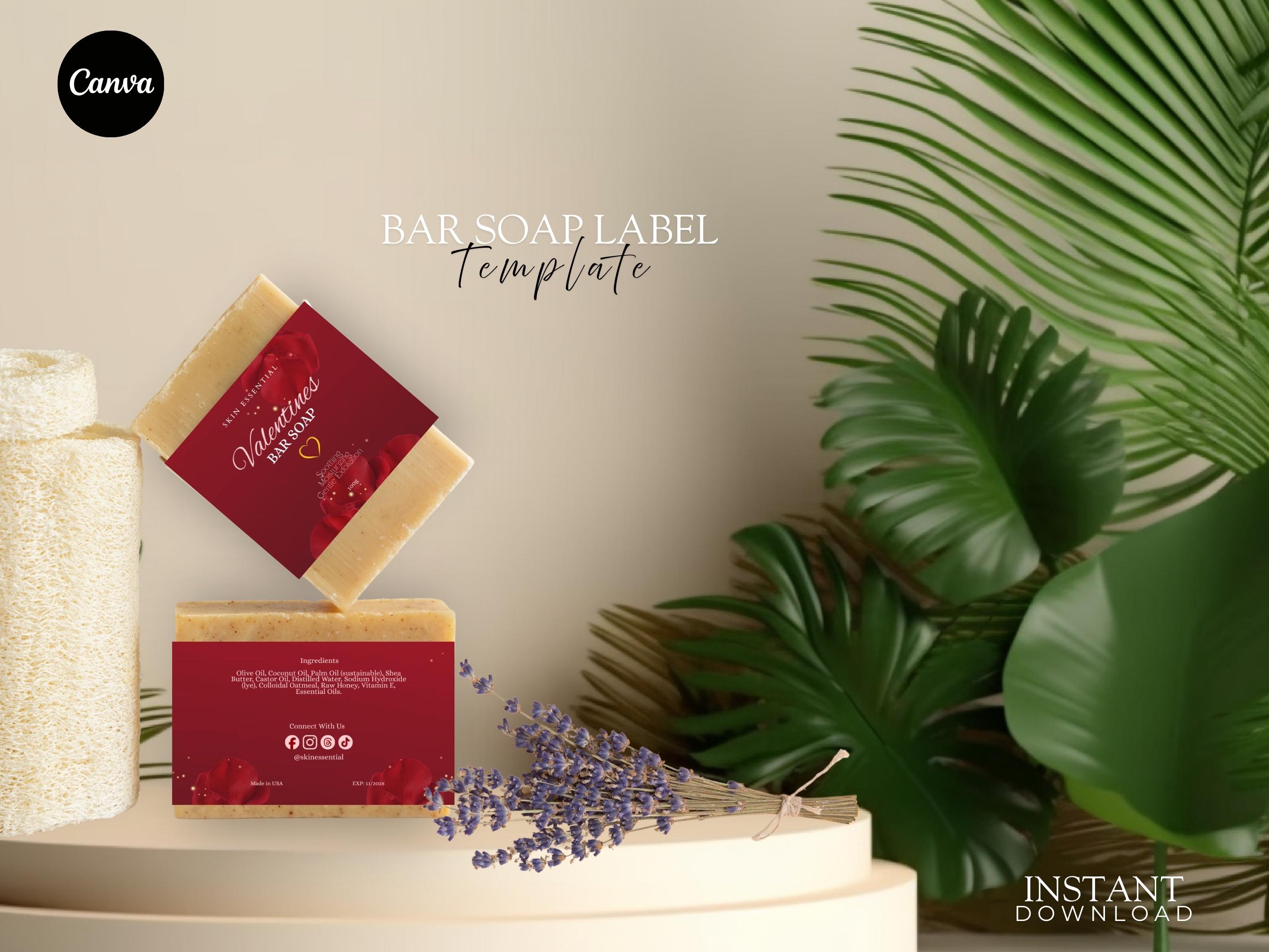 Valentine Bar Soap Label Template | Editable Printable Soaps Wrap | DIY ...