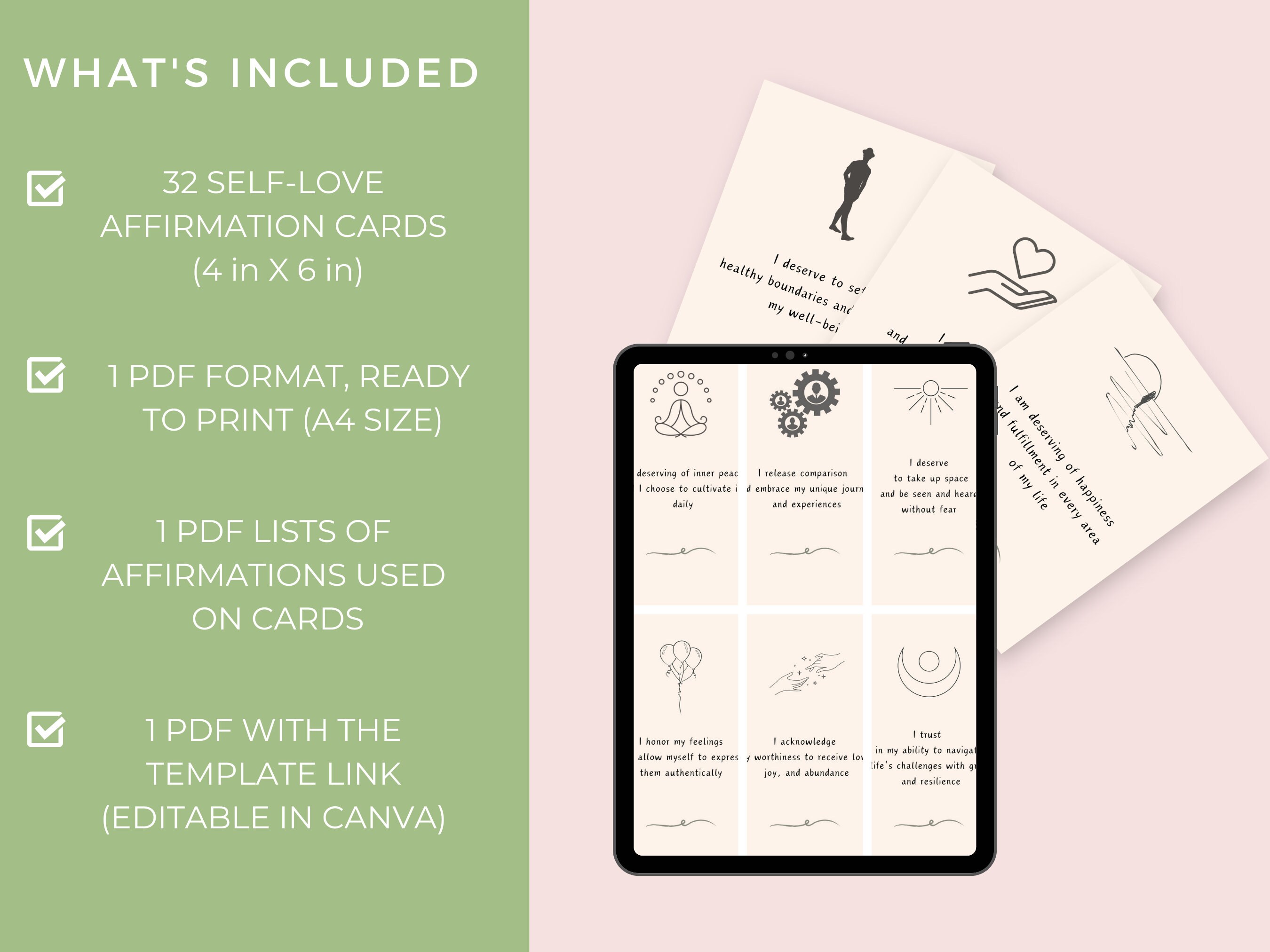 Self-love Affirmation Cards Affirmation Cards Self-esteem Self-care ...