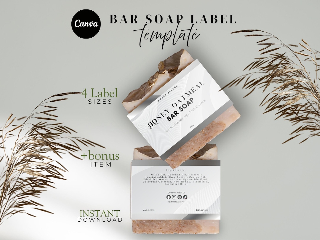 Printable Bar Soap Wrap-around Label Template | DIY Soap Packaging ...