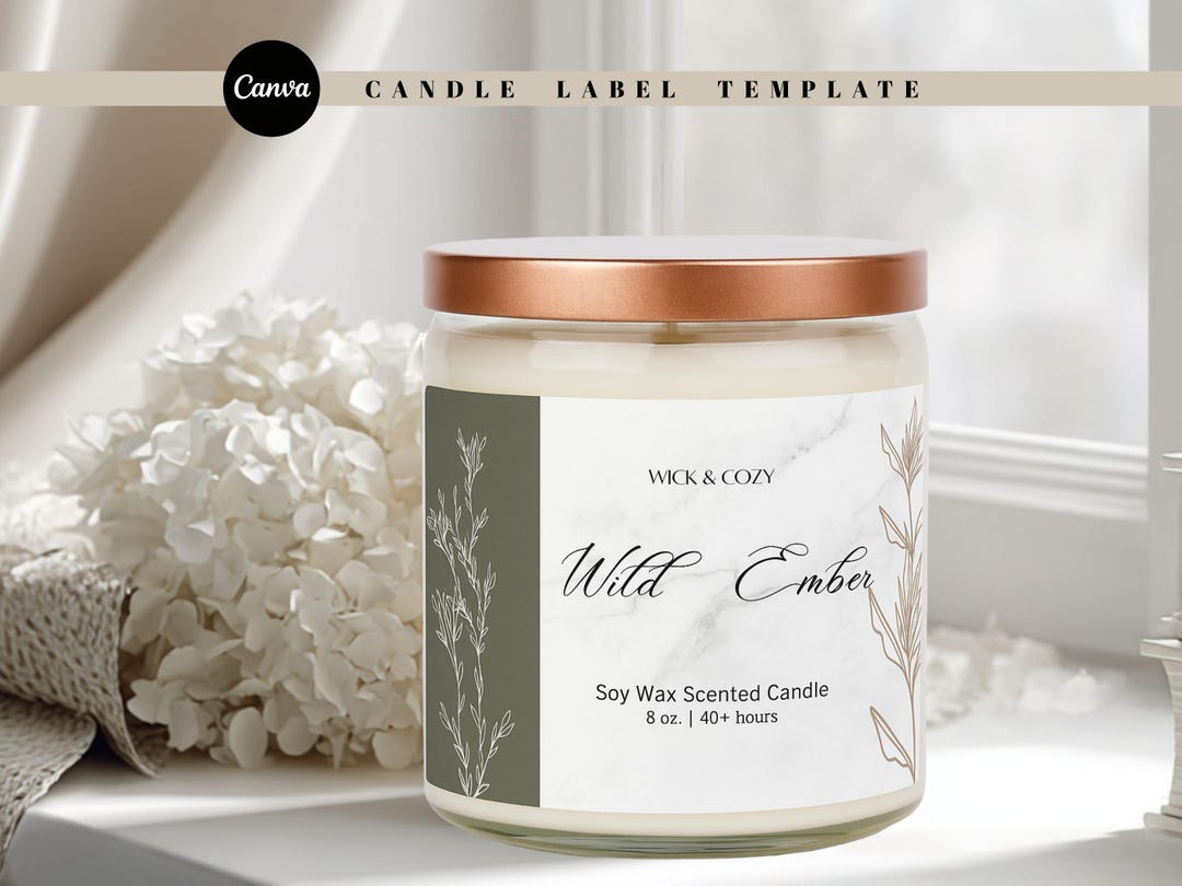 Candle Label Template | Editable Candle Jar Sticker Design | Modern ...