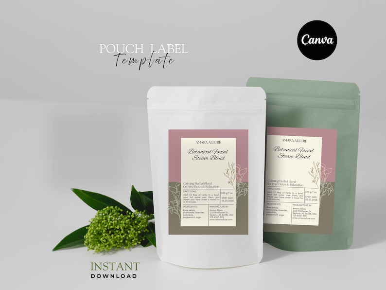 Editable Pouch Label Template: DIY Packaging Design (OL475) (digital ...
