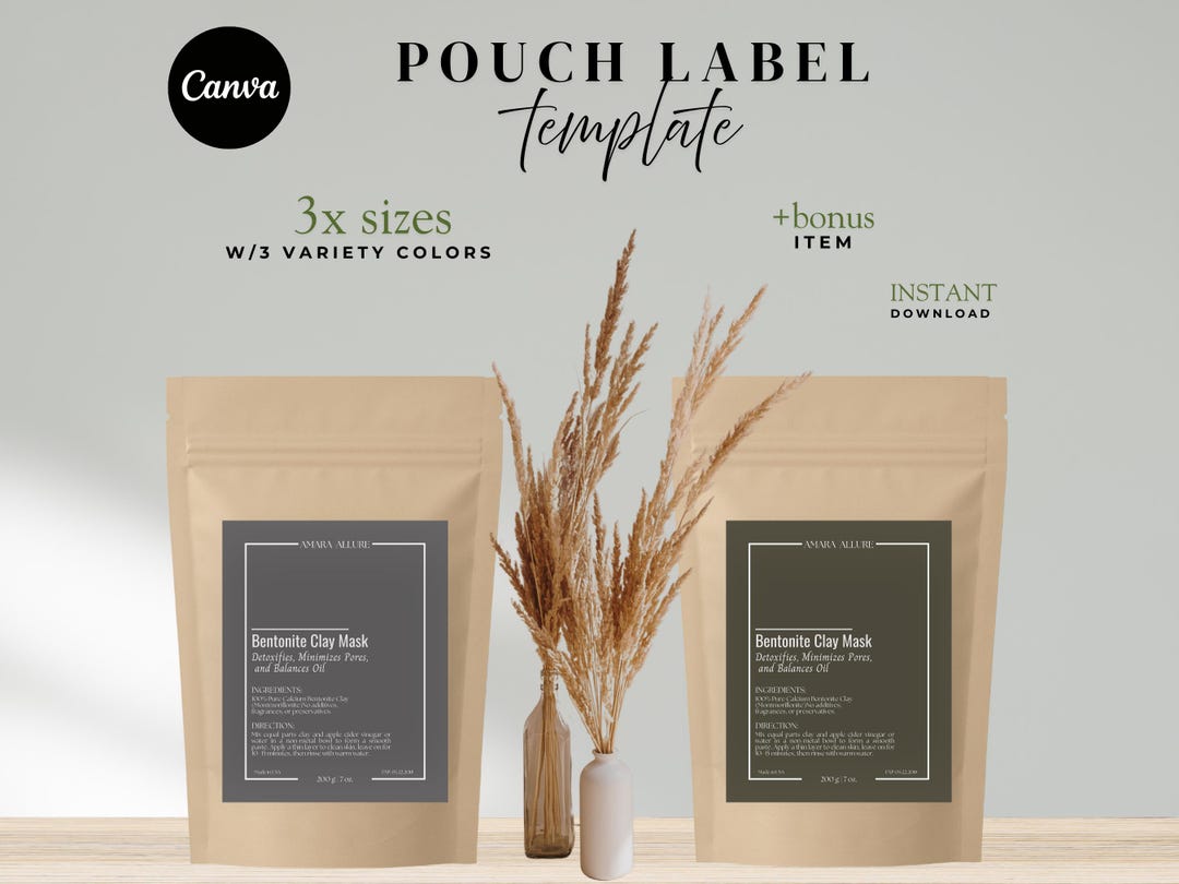 Minimalist Pouch Label Template: Editable Packaging Design (digital ...