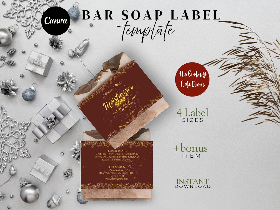 Editable Christmas Soap Label Template Holiday Bar Soap Labels ...