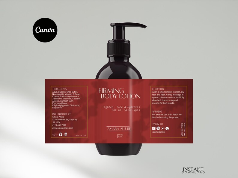 Editable Skincare Label Template Bundle | Body Lotion & Body Wash ...