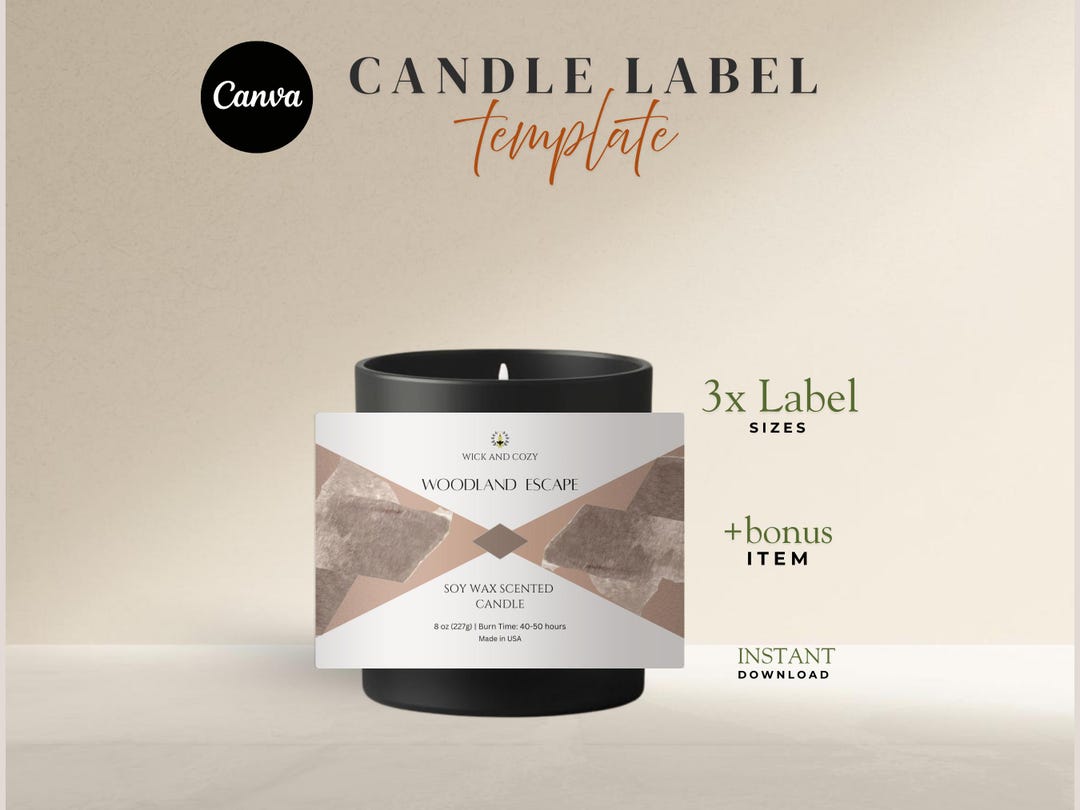 Candle Label Template Canva Editable, Printable Candle Stickers for ...