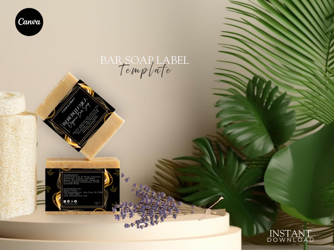 Luxury Black Gold Soap Packaging Labels for Soap Printable Label ...