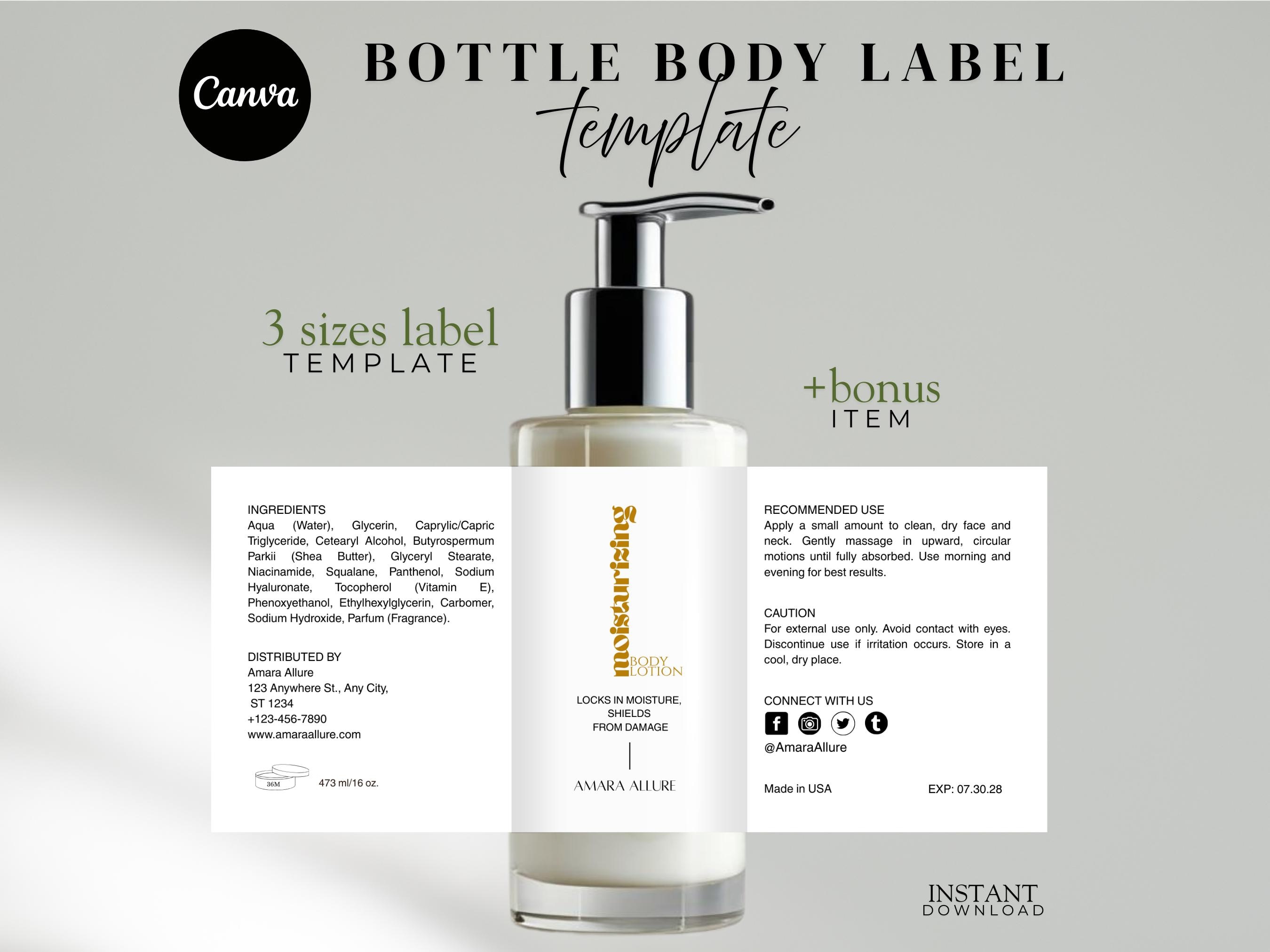 Editable Minimalist Body Lotion Label Template DIY Skincare Label Canva ...