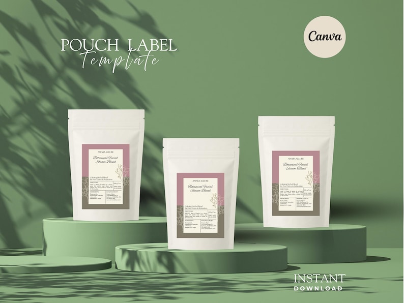 Editable Pouch Label Template: DIY Packaging Design (OL475) (digital ...