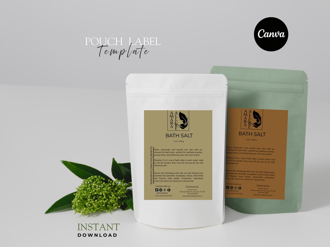 Minimalist Editable Pouch Label Template Packaging Design Editable Body ...