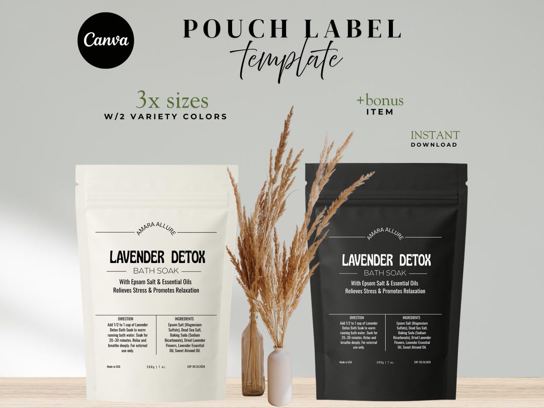 Editable Pouch Label Template | Minimalist Packaging | Canva Template ...