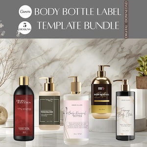 Editable Skincare Label Template Bundle | Body Lotion & Body Wash ...