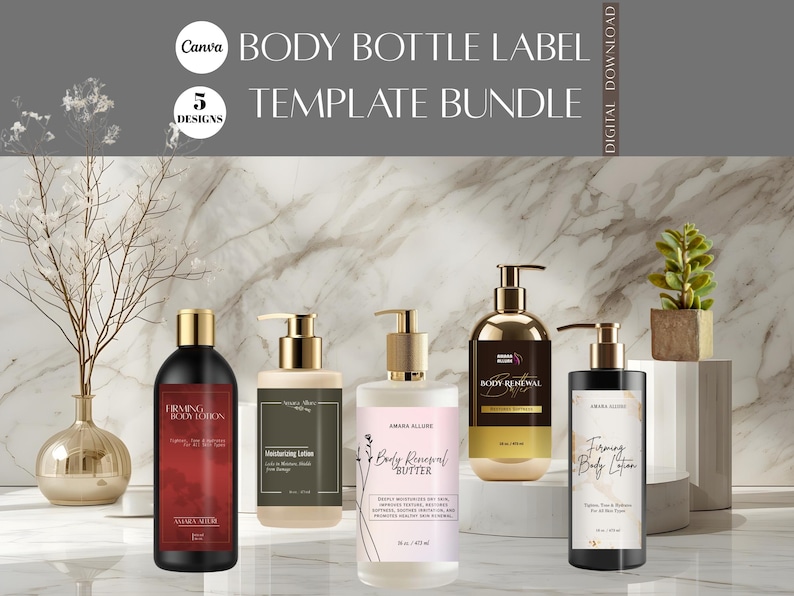 Editable Skincare Label Template Bundle | Body Lotion & Body Wash ...