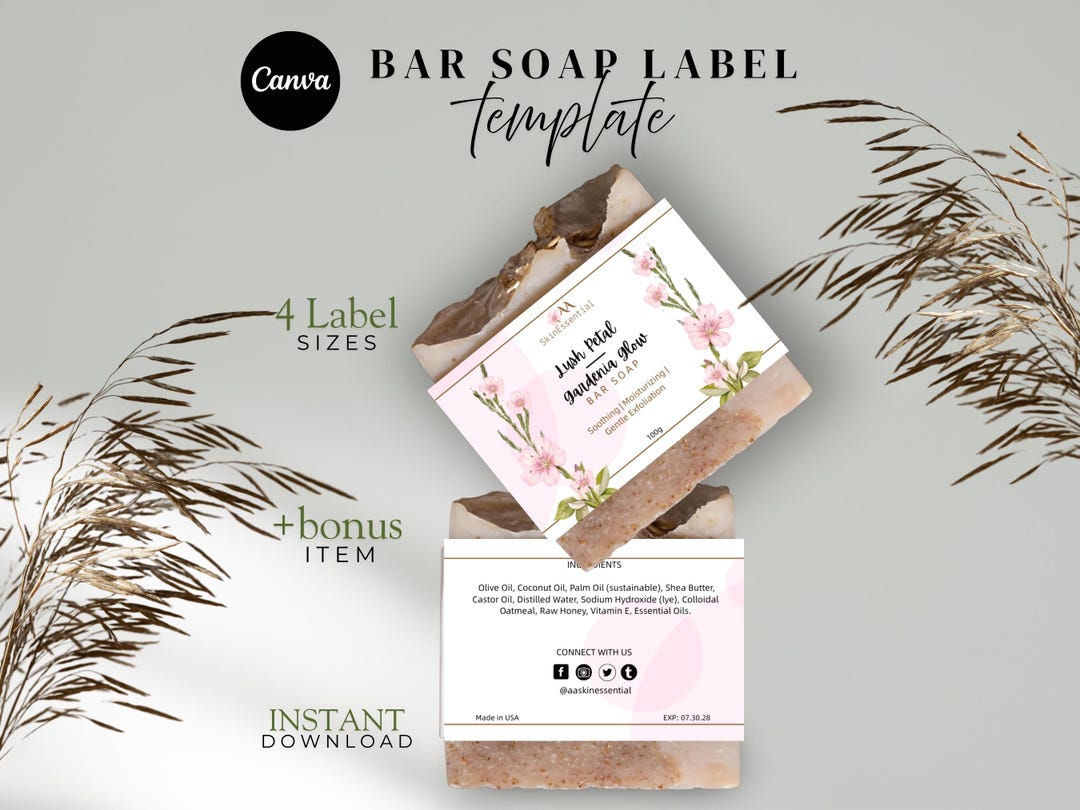 Soap Wrap Around Label Template | Editable Canva Design | Printable ...