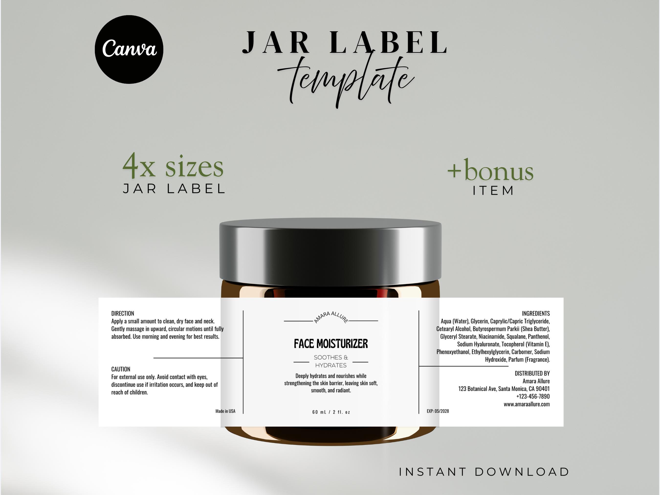 Editable Jar Label Template for Skincare | Modern Cosmetic Labels ...