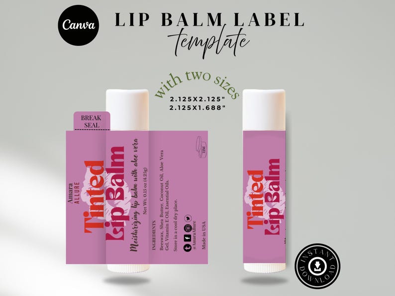 Lip Balm Labels Canva Template Printable Custom Lip Balm Stickers ...
