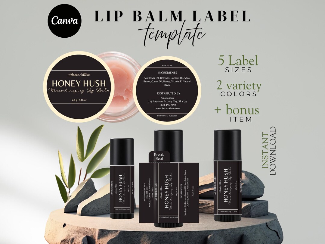 Minimalist Lip Balm Label Template: Editable Canva Stickers (digital ...