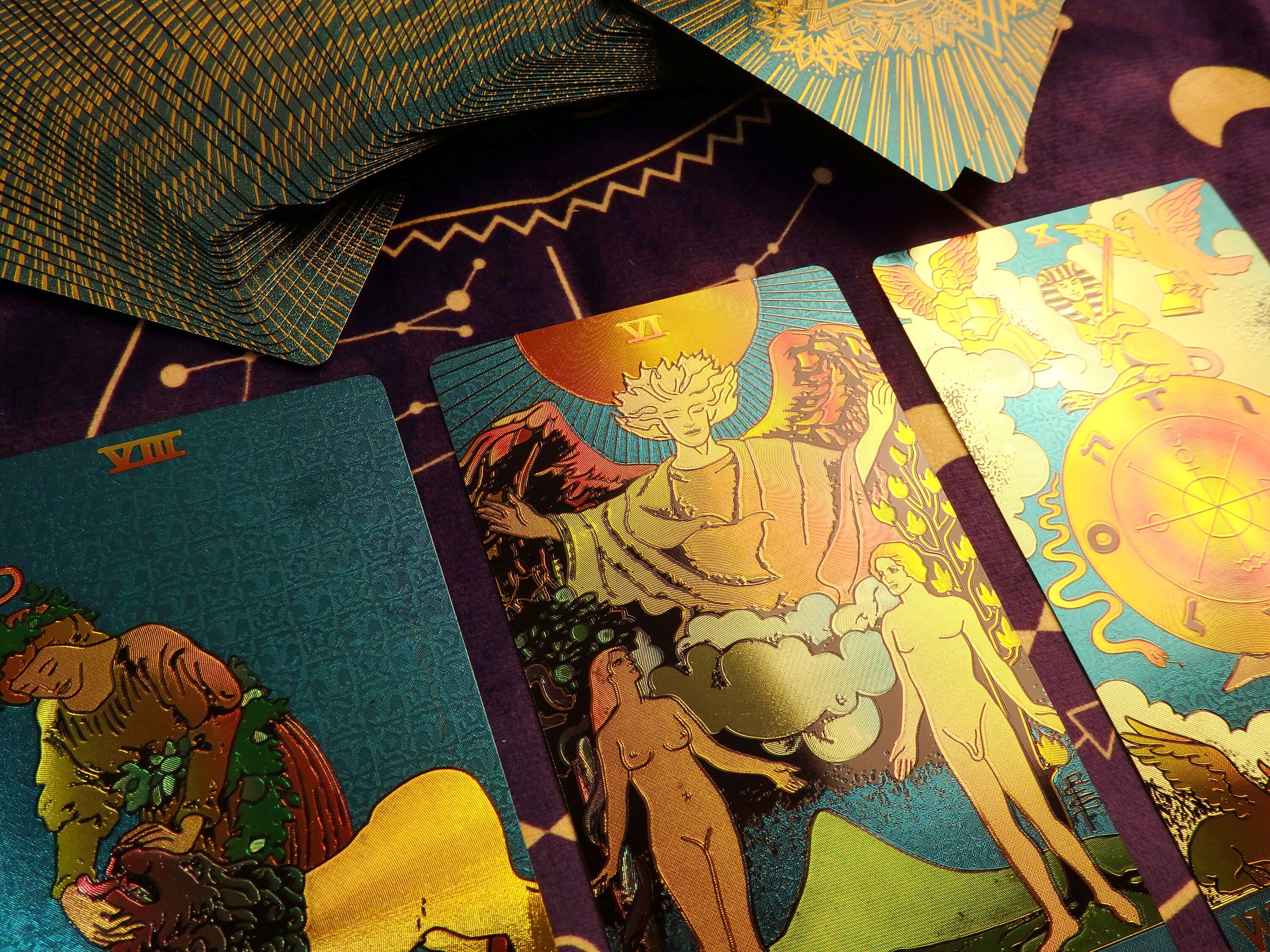 Gold Foil Tarot Deck / Embossment / Holographic / Laser Neon Light ...