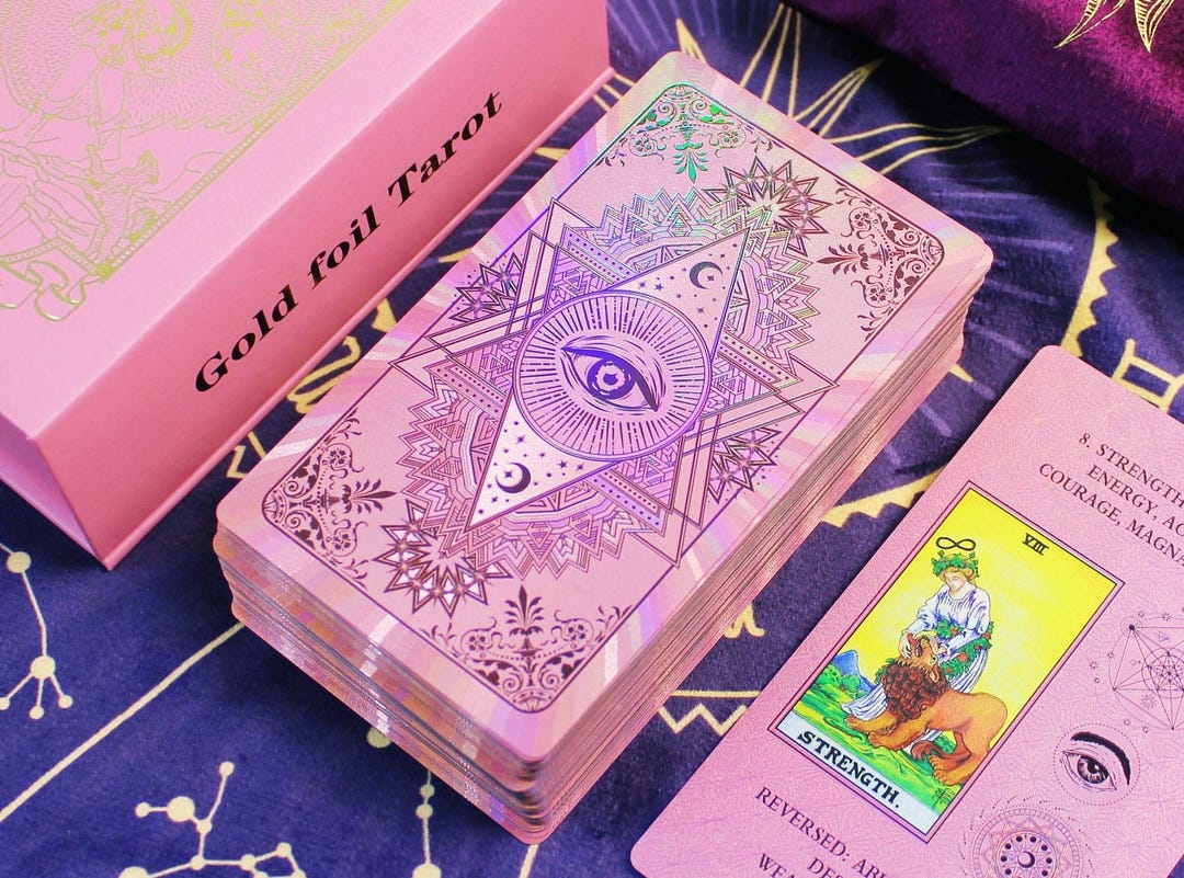 Waterproof Gold Foil Tarot Deck / Embossing / Holographic / Laser Neon ...