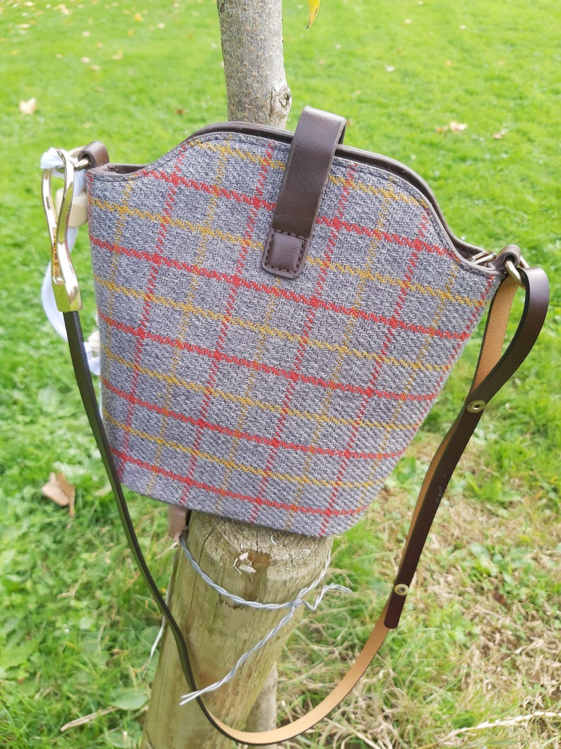 Upcycled Tweed Bucket Bag – Unique Piece With Lace and Buttons | Women ...