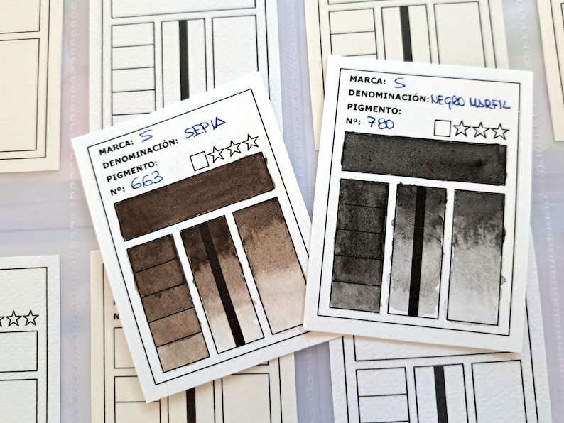 Watercolor Sample Card. A4 Printable Template. English and Spanish ...