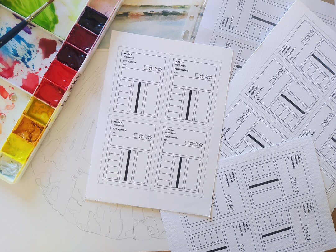 Watercolor Sample Card. A3 Printable Template. Swatch Cards - Etsy