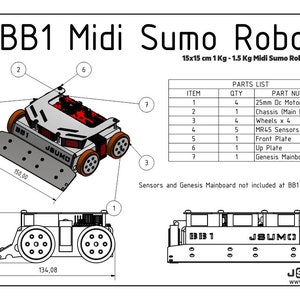 BB1 Midi Sumo Robot Kit (2.2lb- 5.9in X 5.9in Assembled) - Etsy
