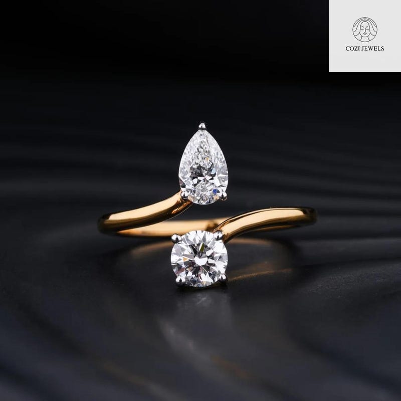 Two Stone Engagement Ring - Etsy