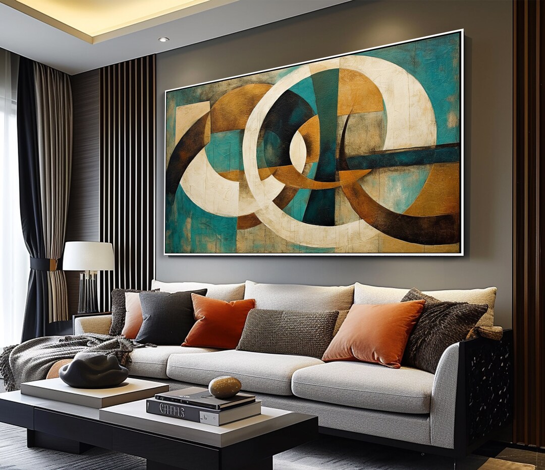 Boho Abstract Green Oil Painting on Canvas, Eye Catching Art for ...