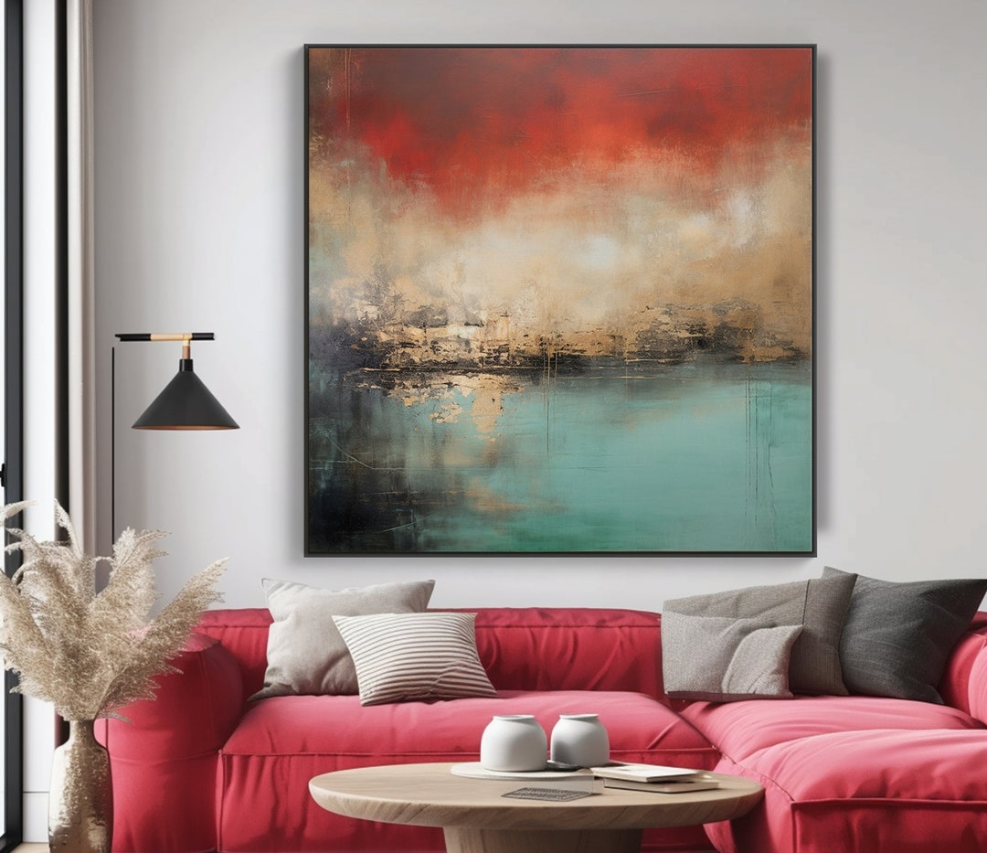 100% Abstract Blue Full Moon Night Oil Painting, Hand-painted Eclipse ...