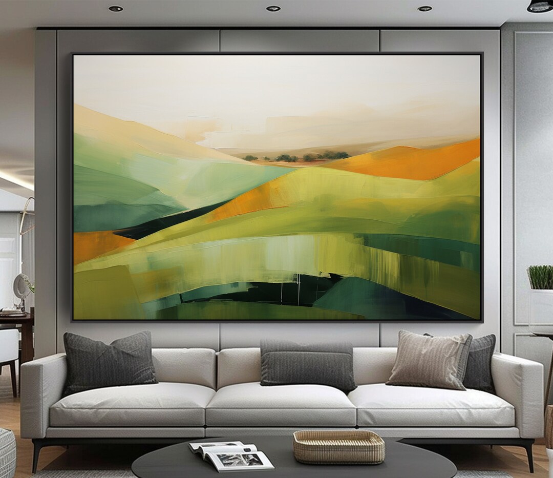 100%abstract Green Plains Oil Painting on Canvas, Textured Painting ...
