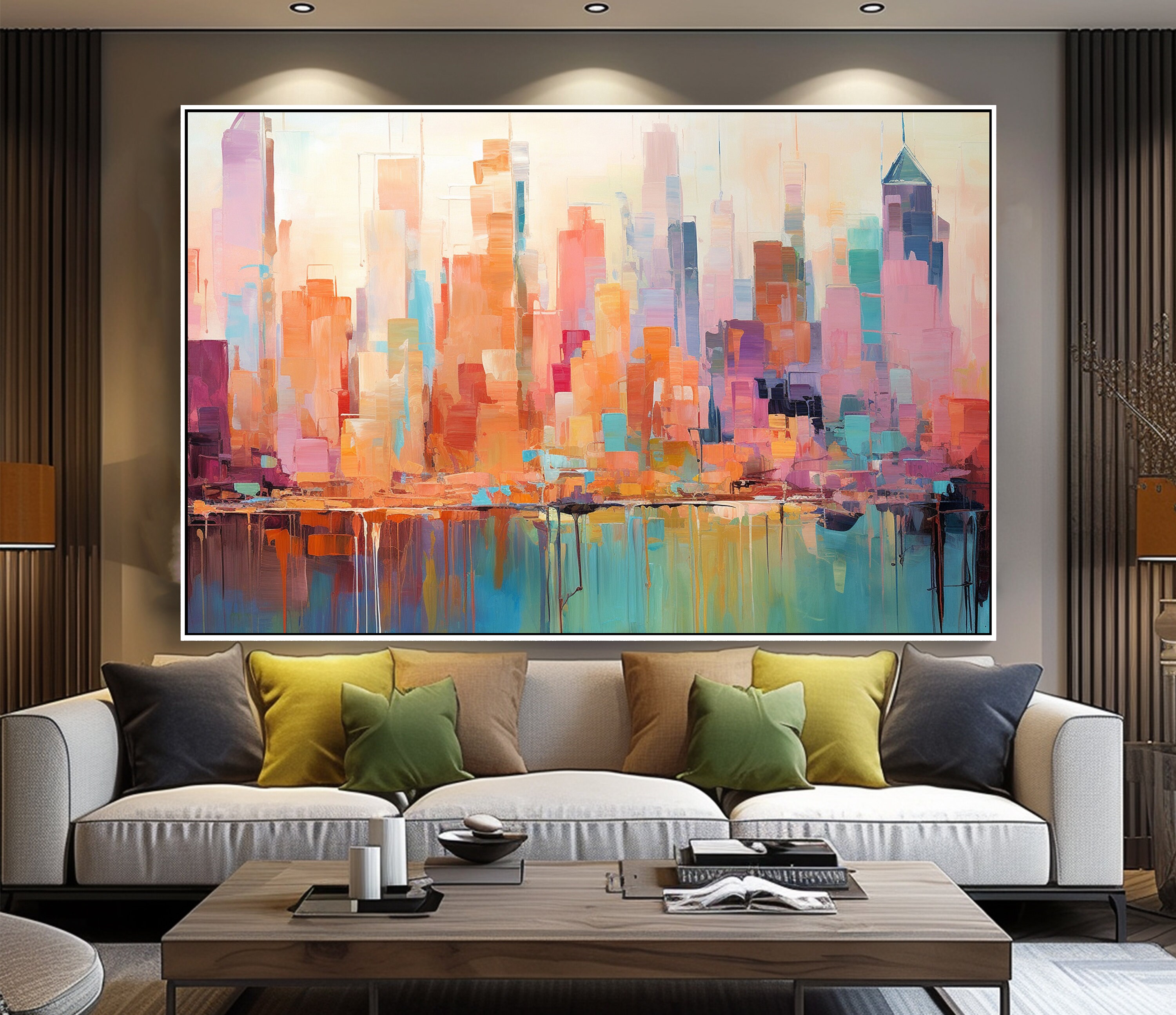 Colorful Abstract New York City Buildings Canvas Art,striking Wall ...