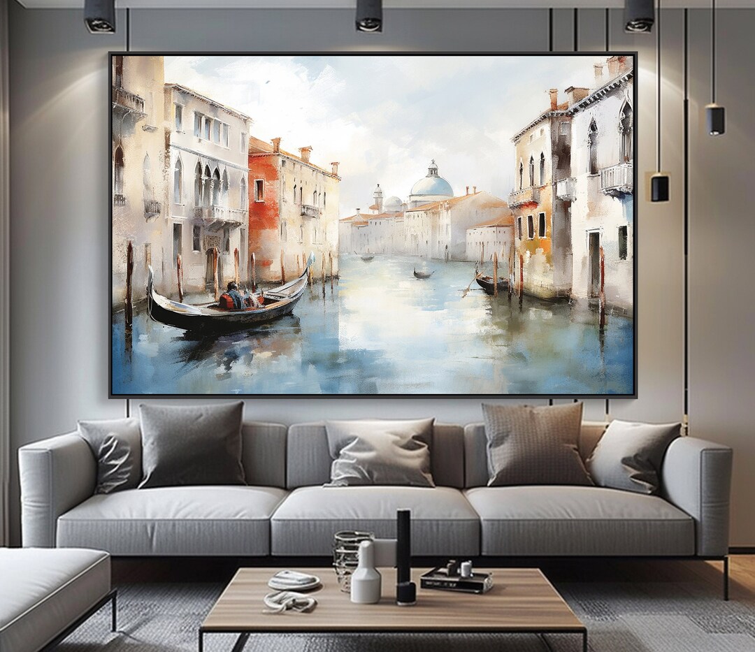 100% Venice Abstract Oil Painting on Canvas,vibrant Street Scenee ...