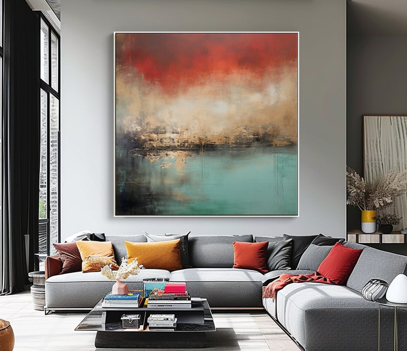 100% Abstract Blue Full Moon Night Oil Painting, Hand-painted Eclipse ...