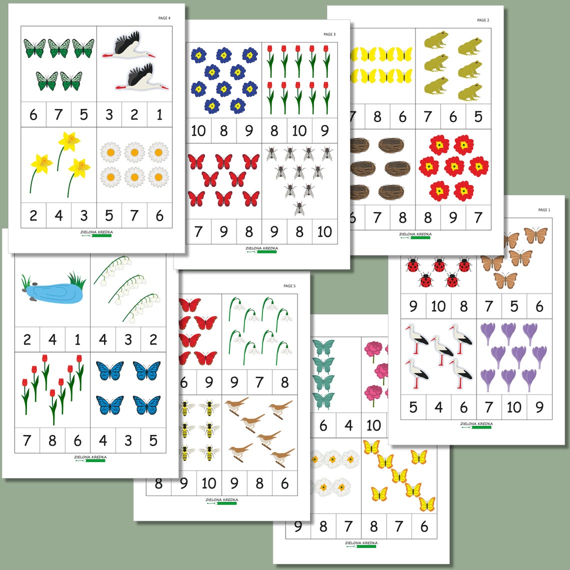 Spring-themed Count and Clip Cards, Printable Activity for Kids ...