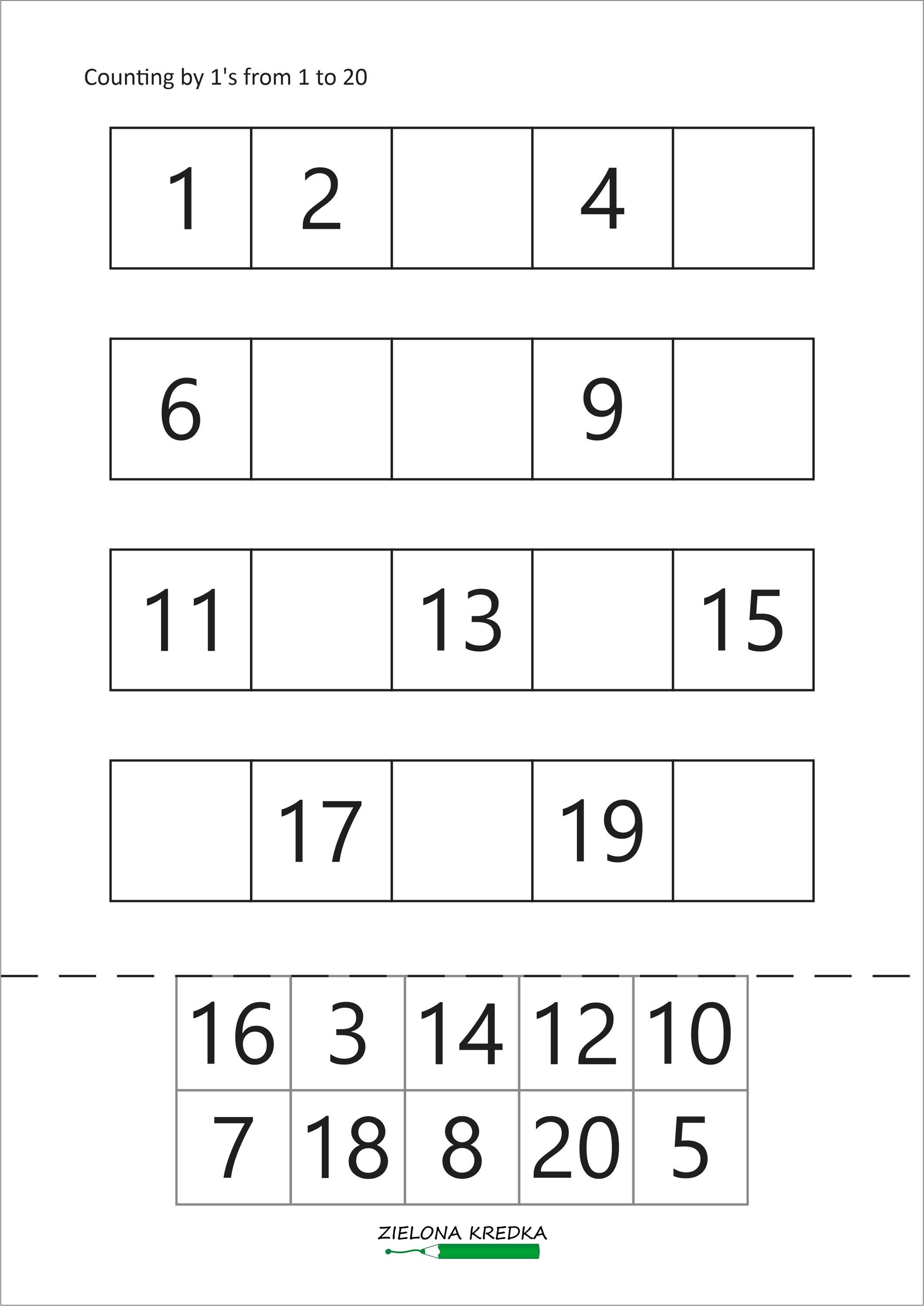 Missing Numbers 1-20 | Cut & Paste Counting Worksheets | Math Activity ...