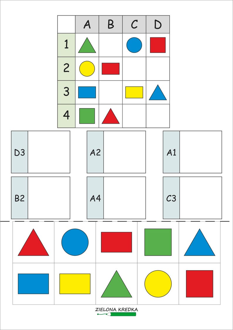 Shape Tables With Coordinates, Printable Worksheets, Kids Educational ...