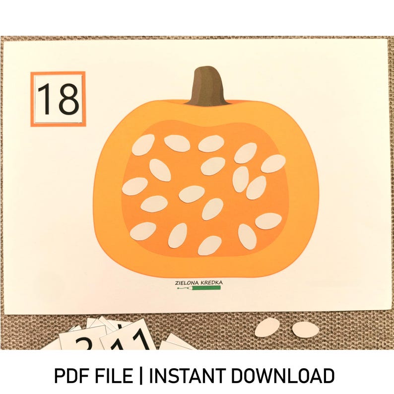 Pumpkin Seed Counting Game: Numbers 1-20, Printable Learning (digital ...