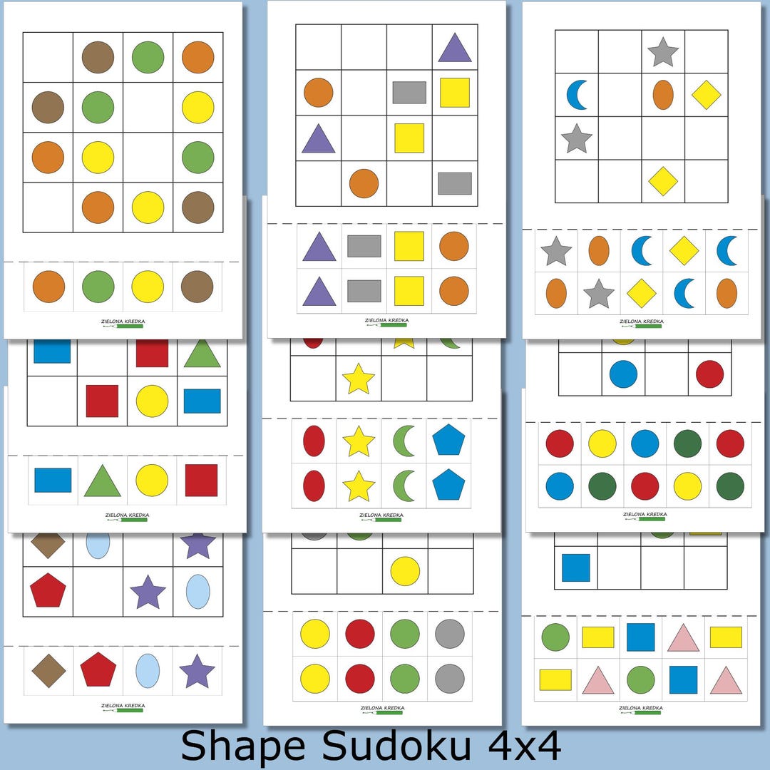 Shape Sudoku, Cut and Paste Logic Game, Preschool Math Activity ...