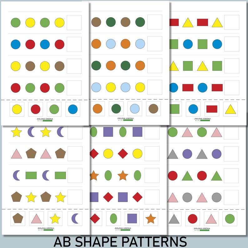 AB Shape Patterns | Cut and Paste Printable Worksheets for Kids ...