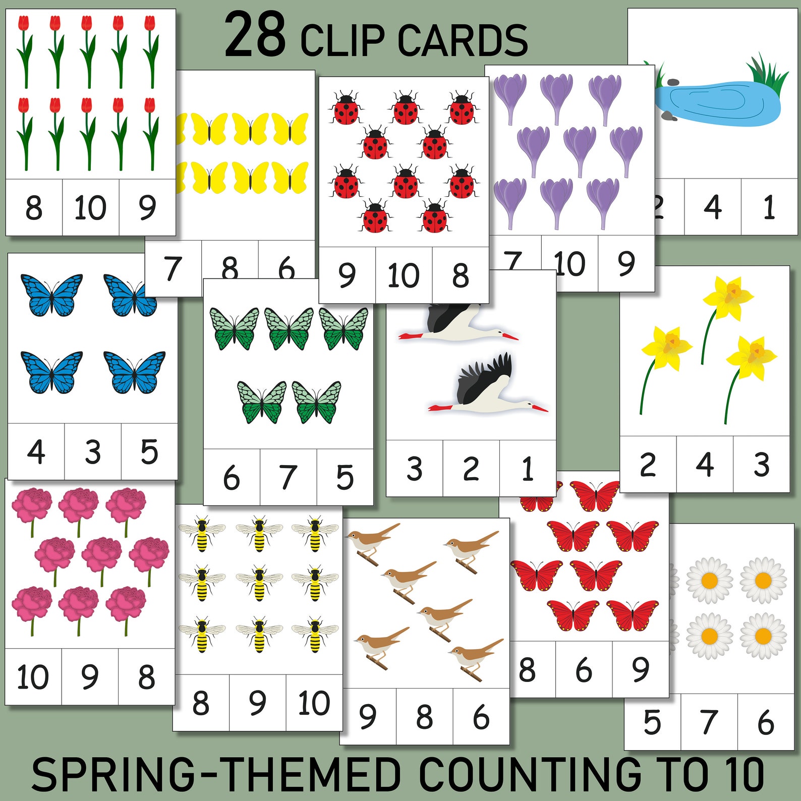 Spring Count and Clip Cards | Numbers 1–10 Printable for Kids ...