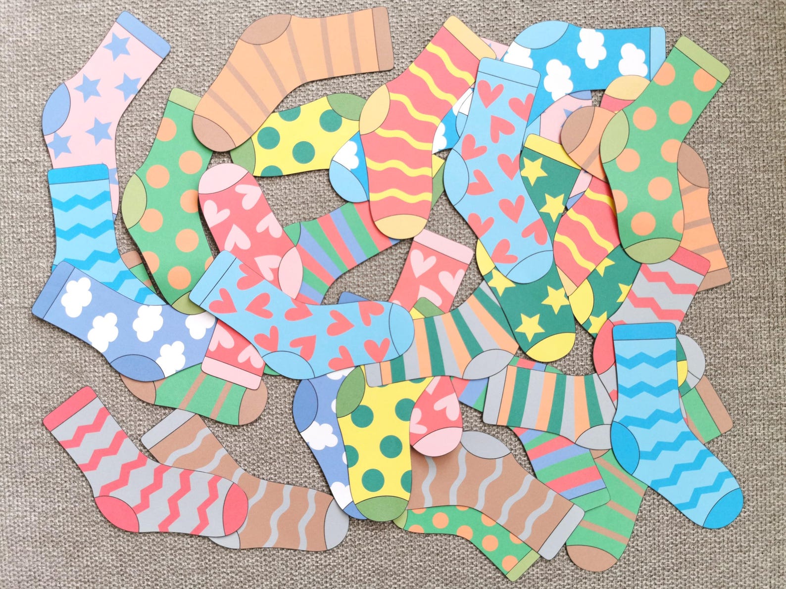 Sock Matching Game, Color & Pattern Matching Activity, Printable PDF ...