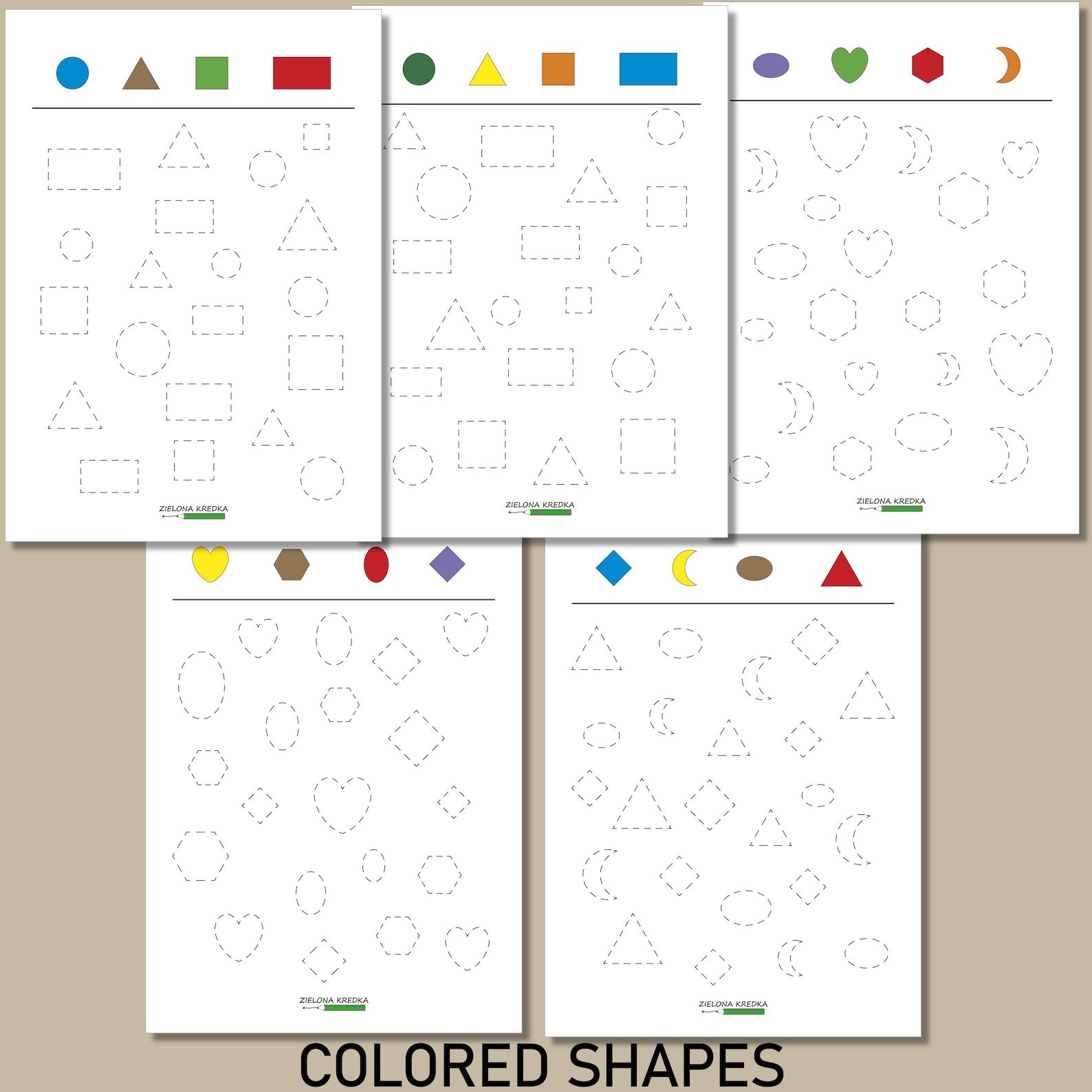 Colored Shapes, Printable Activity for Kids, Printable Worksheets, Kids ...