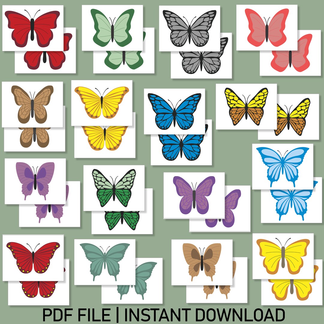 Butterflies Memory Game Printable Game for Children, Kindergarten Play ...