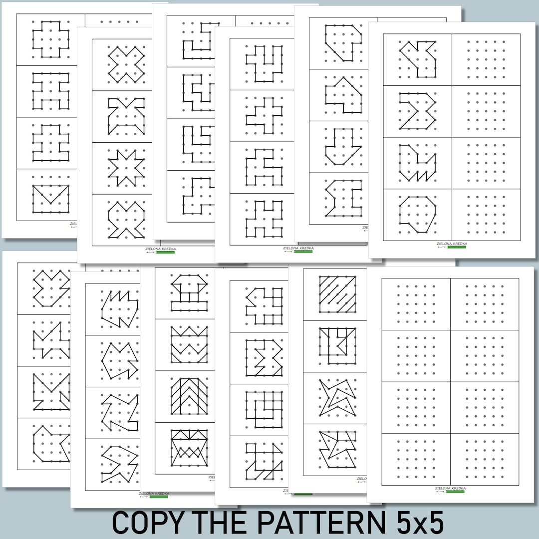 Copy the Pattern Worksheets, Connect the Dots, 5x5 Dots, Kids Learning ...
