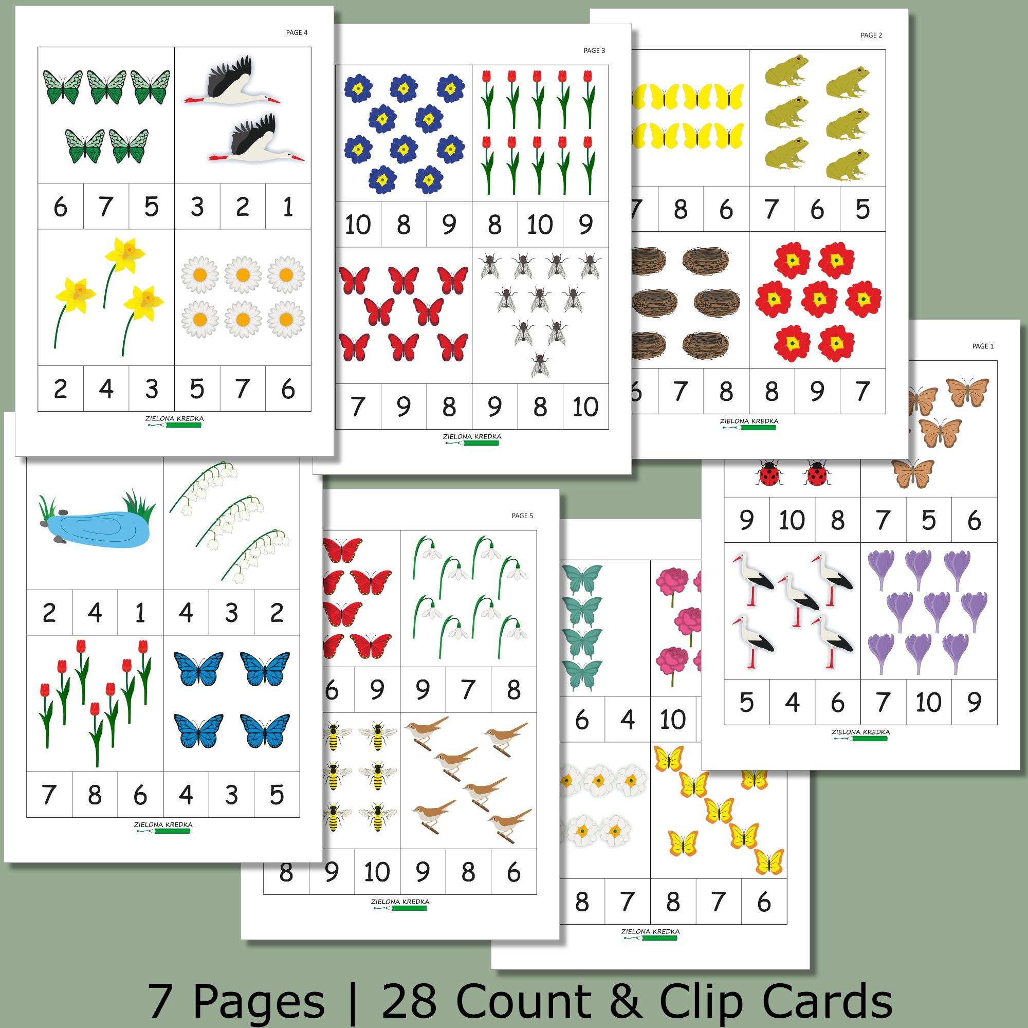 Spring Counting Clip Cards Printable | Preschool Math Activity ...