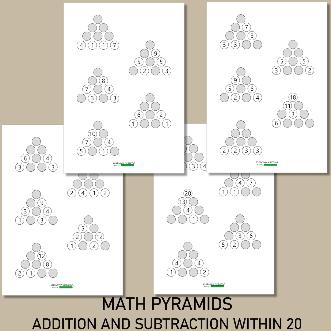 Math Pyramids Printable | Addition & Subtraction Within 20 Worksheets ...