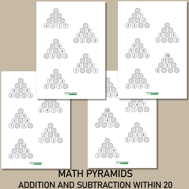 Math Pyramids Printable | Addition & Subtraction Within 20 Worksheets ...