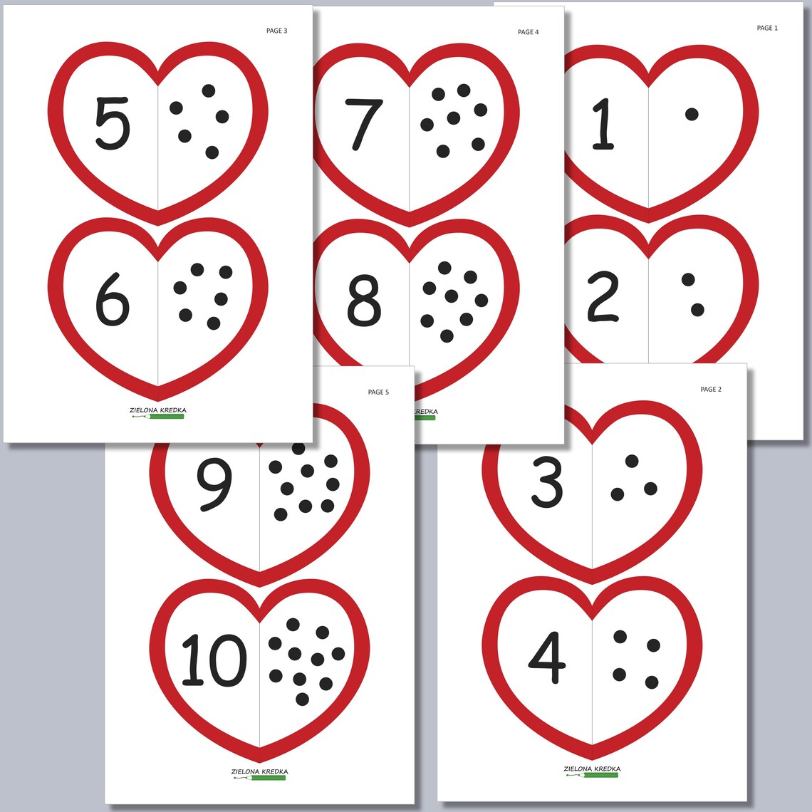 Hearts Math Puzzle, Printable Activity for Kids, Numbers 1-10, Counting ...